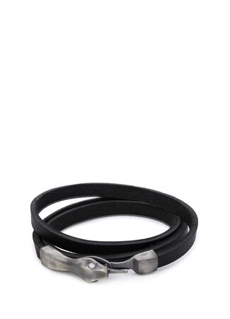 Emre Osmanlar Kadın Serpent Siyah Deri Bileklik Gri EU Emre Osmanlar Kadın Serpent Siyah Deri Bileklik Gri EU