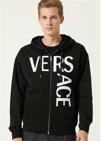 Versace Erkek Siyah Kapüşonlu Kontrast Logo Detaylı Sweatshirt S EU Versace Erkek Siyah Kapüşonlu Kontrast Logo Detaylı Sweatshirt S EU