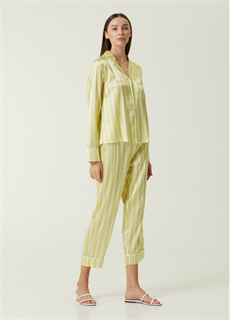 House of Silk Kadın Timeless Sarı Çizgili İpek Pijama Takımı 38 EU House of Silk Kadın Timeless Sarı Çizgili İpek Pijama Takımı 38 EU