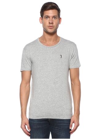 Kaiba Erkek Gri Bisiklet Yaka Basic T-shirt S EU