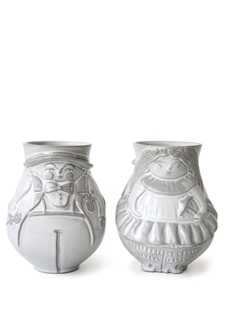 Jonathan Adler Utopia Desenli Porselen Vazo Beyaz