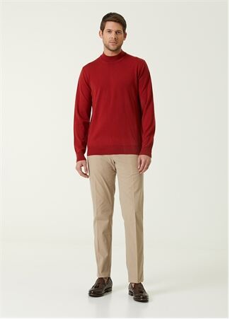 Pal Zileri Erkek Kırmızı Dik Yaka Yün Kazak Turuncu 50 IT