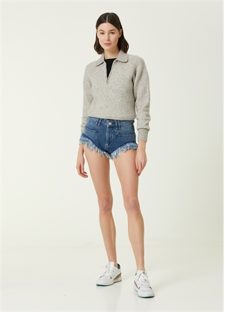 Etoile Isabel Marant Kadın Mavi Püskül Detaylı Denim Şort 36 FR Etoile Isabel Marant Kadın Mavi Püskül Detaylı Denim Şort 36 FR