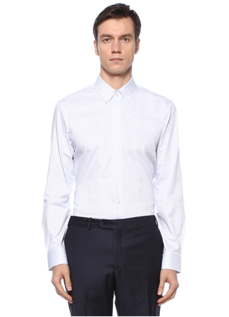 Beymen Collection Erkek Custom Fit Mavi Polo Yaka Pötikareli Gömlek 38 IT Beymen Collection Erkek Custom Fit Mavi Polo Yaka Pötikareli Gömlek 38 IT