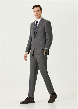 Canali Erkek Gri Yün Takım Elbise 50 IT