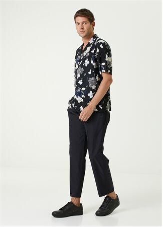 Emporio Armani Erkek Lacivert Yüksek Bel Pilili Pantolon 54 IT