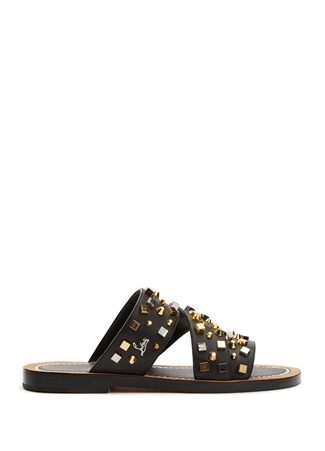 Christian Louboutin Erkek Siyah Troklu Deri Sandalet 40 EU Christian Louboutin Erkek Siyah Troklu Deri Sandalet 40 EU