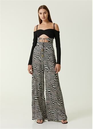 Alexis Kadın Cyprus Siyah Beyaz Desenli Pantolon S EU