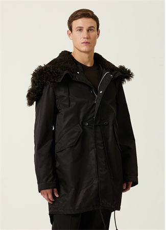 Bottega Veneta Erkek Siyah Kapüşonlu Parka L EU