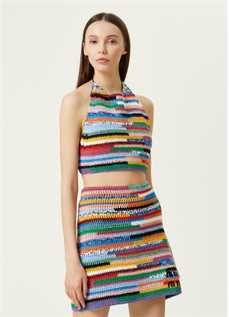 Miu Kadın Renkli Halter Yaka Sırtı Açık Crop Bluz 38 It Miu Kadın Renkli Halter Yaka Sırtı Açık Crop Bluz 38 It