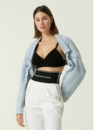 Alexander Wang Kadın Mavi Cropped Denim Ceket S EU Alexander Wang Kadın Mavi Cropped Denim Ceket S EU