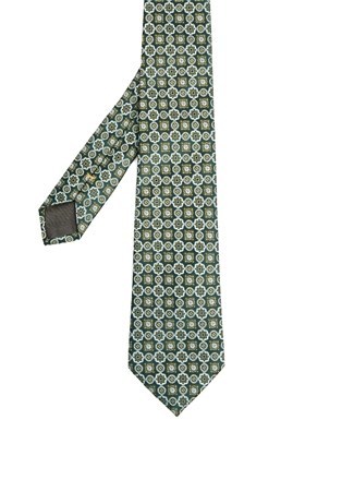Canali Erkek Yeşil Mikro Desenli İpek Kravat EU