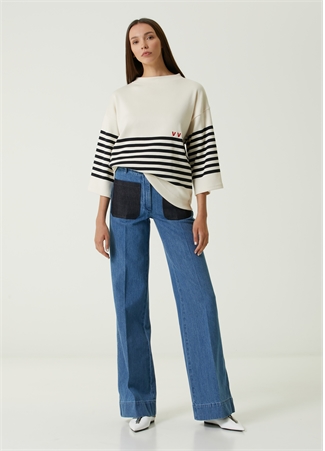 Victoria Beckham Kadın Mavi Cep Detaylı Flare Paça Jean Pantolon Lacivert 27 US Victoria Beckham Kadın Mavi Cep Detaylı Flare Paça Jean Pantolon Lacivert 27 US
