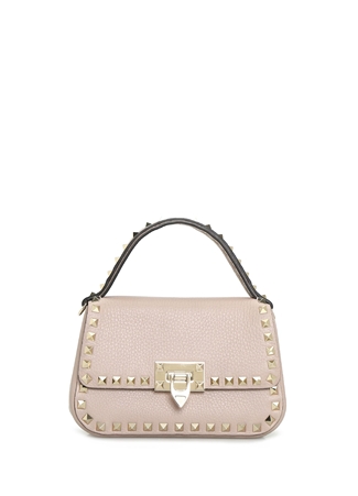 Valentino Garavani Kadın Rockstud Small Altın Rengi Deri El Çantası Pembe EU Valentino Garavani Kadın Rockstud Small Altın Rengi Deri El Çantası Pembe EU