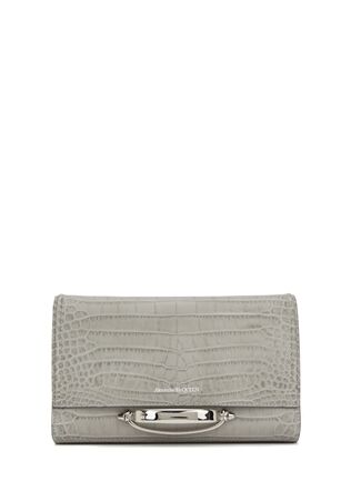 Alexander McQueen Kadın Gri Krokodil Dokulu Deri Omuz Çantası EU