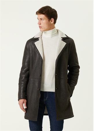 Kired Erkek Kahverengi Shearling Detaylı Deri Kaban 54 IT Kired Erkek Kahverengi Shearling Detaylı Deri Kaban 54 IT