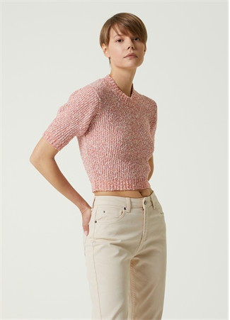 Beymen Club Kadın Pembe Havlu Dokulu Kısa Kol Crop Kazak L