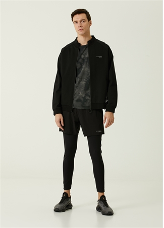 Academia Erkek Siyah Reflektif Baskılı Tayt S EU