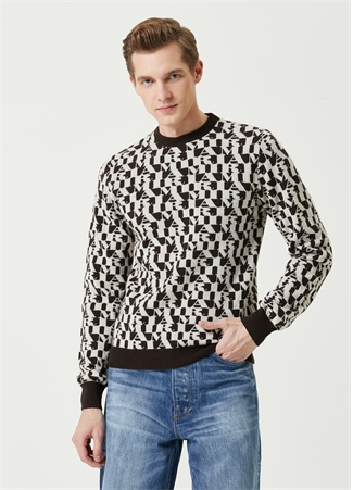 Amiri Erkek Kahverengi Beyaz Logo Jakarlı Kaşmir Kazak Bej L EU Amiri Erkek Kahverengi Beyaz Logo Jakarlı Kaşmir Kazak Bej L EU