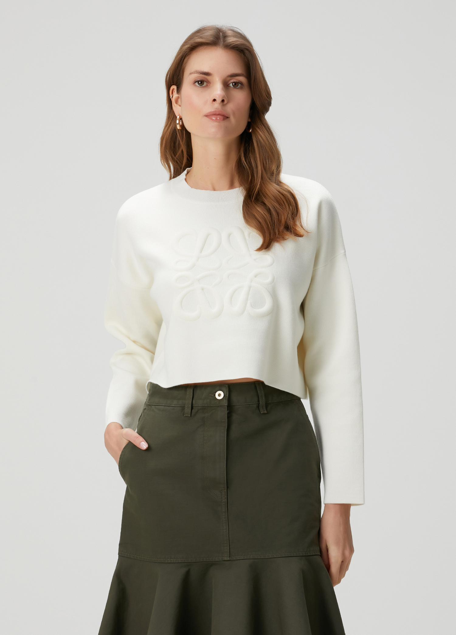 Loewe Beyaz Kadın Beyaz Logolu Yün Kazak 1614602 | Beymen