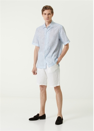 Z Zegna Erkek Beyaz Beli Kordonlu Keten Bermuda 54 IT Z Zegna Erkek Beyaz Beli Kordonlu Keten Bermuda 54 IT