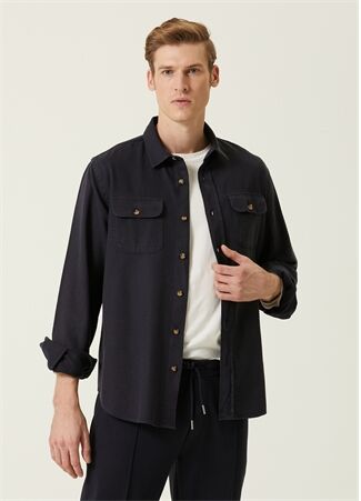 Beymen Collection Erkek Lacivert Dış Gömlek M EU