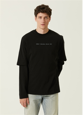 Off-White Erkek Siyah Logolu Uzun Kollu T-shirt S EU Off-White Erkek Siyah Logolu Uzun Kollu T-shirt S EU