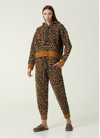 Alanui Kadın Leopar Desenli Yün Jogger Triko Pantolon Siyah XS EU Alanui Kadın Leopar Desenli Yün Jogger Triko Pantolon Siyah XS EU