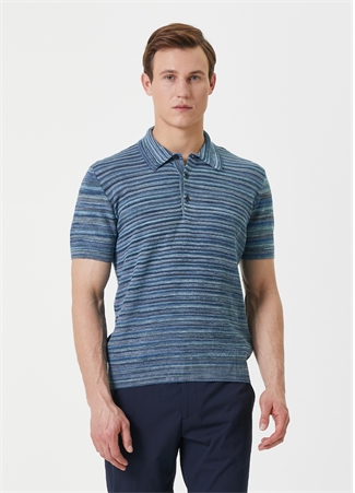 Etro Erkek Lacivert Polo Yaka Çizgili Kısa Kollu Triko S Eu Etro Erkek Lacivert Polo Yaka Çizgili Kısa Kollu Triko S Eu