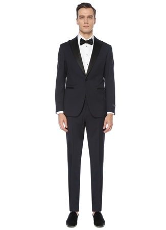 Pal Zileri Erkek Lacivert Kırlangıç Yaka Yün Takım Elbise 48 IT