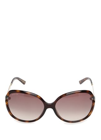 Gucci Kadın Siyah Oval Formlu Desenli Güneş Gözlüğü 60 EU