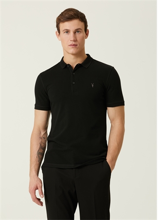 Allsaints Erkek Saints Siyah Polo Yaka T-shirt S EU