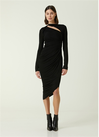 Helmut Lang Kadın Siyah Asimetrik Kesim Detaylı Midi Elbise Xs Eu Helmut Lang Kadın Siyah Asimetrik Kesim Detaylı Midi Elbise Xs Eu