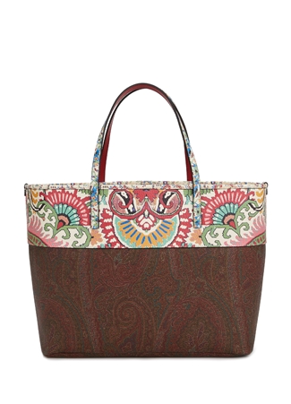 Etro Kadın Kahverengi Bordo Desenli Alışveriş Çantası Kırmızı EU