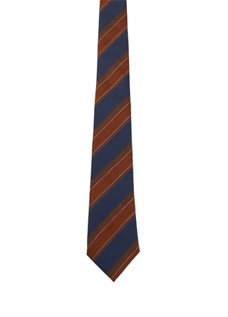 Pal Zileri Erkek Kahverengi Verev Çizgili İpek Kravat EU Pal Zileri Erkek Kahverengi Verev Çizgili İpek Kravat EU