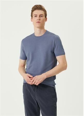 Beymen Collection Erkek Mavi Dokulu Kısa Kollu Yün Triko S Eu