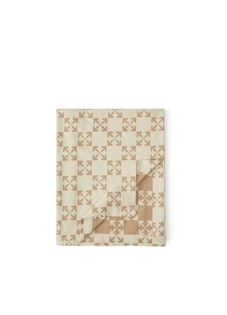 Off-White Bej Logo Baskılı Masa Örtüsü