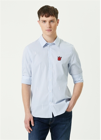 Zadig&Voltaire Erkek Mavi Beyaz Çizgi Desenli Gömlek S EU Zadig&Voltaire Erkek Mavi Beyaz Çizgi Desenli Gömlek S EU