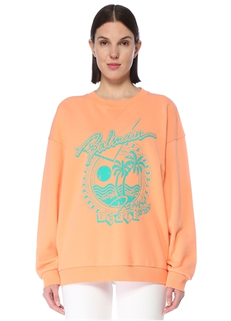 Balmain Kadın Turuncu Bisiklet Yaka Logolu Sweatshirt M EU Balmain Kadın Turuncu Bisiklet Yaka Logolu Sweatshirt M EU