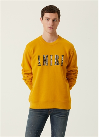 Amiri Erkek Sarı Etnik Desen Detaylı Logolu Sweatshirt M EU Amiri Erkek Sarı Etnik Desen Detaylı Logolu Sweatshirt M EU