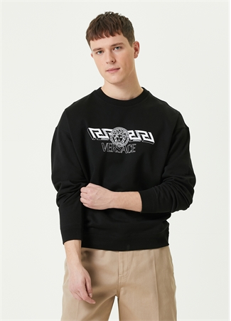 Versace Erkek Siyah Kontrast Logolu Sweatshirt S EU Versace Erkek Siyah Kontrast Logolu Sweatshirt S EU