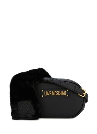 Love Moschino Kadın Siyah Logolu Omuz Çantası EU