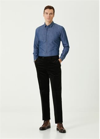 Pal Zileri Erkek Siyah Kadife Pantolon 52 IT