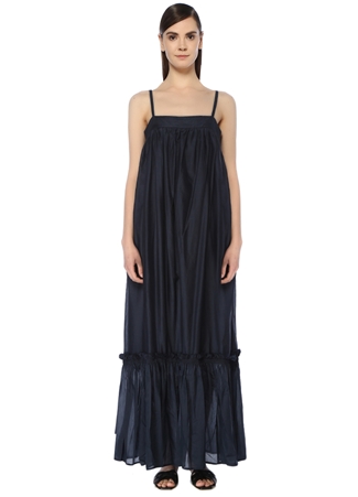 Bird & Knoll Kadın Isla Lacivert Arkası Bağcıklı Maksi Elbise M EU
