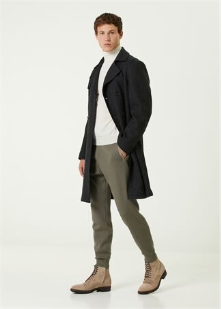 Etro Erkek Koyu Gri Kruvaze Yün Palto 54 IT