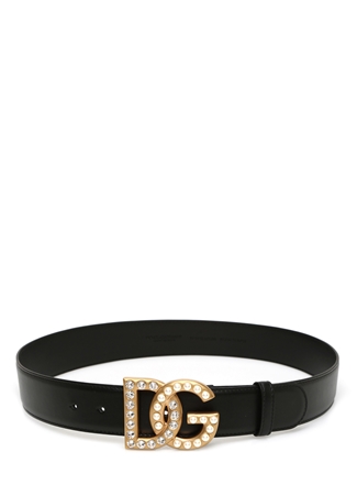Dolce&Gabbana Kadın Siyah Taşlı Logo Detaylı Deri Kemer 80 EU Dolce&Gabbana Kadın Siyah Taşlı Logo Detaylı Deri Kemer 80 EU