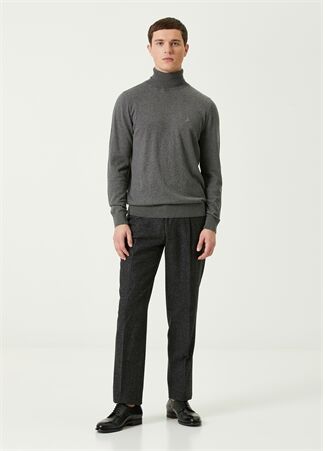 Pal Zileri Erkek Siyah Desenli Yün Pantolon 48 IT