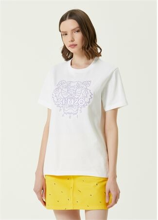 Kenzo Kadın Tiger Beyaz Bisiklet Yaka T-shirt S EU