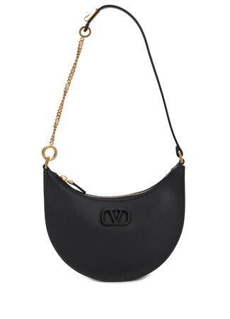 Valentino Garavani Kadın Siyah Logo Detaylı Deri Çanta EU