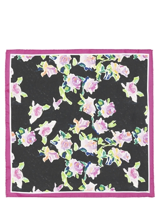 Beymen Club Kadın Siyah Kolaj Çiçekli 50x50 cm İpek Eşarp EU Beymen Club Kadın Siyah Kolaj Çiçekli 50x50 cm İpek Eşarp EU